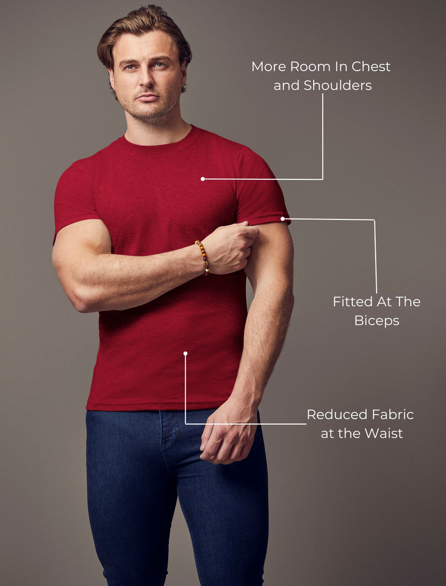 Burgundy Tapered Fit T-Shirt - Red Fitted T-Shirt | Tapered Menswear