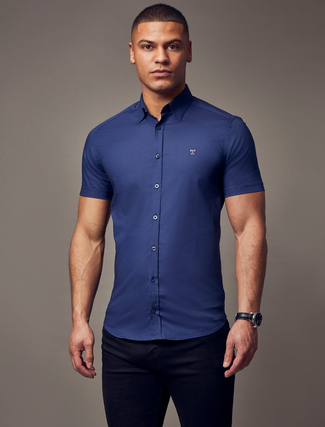 Buy Mens Short Sleeve Muscle Fit Shirts | Tapered Fit Short Sleeve ...