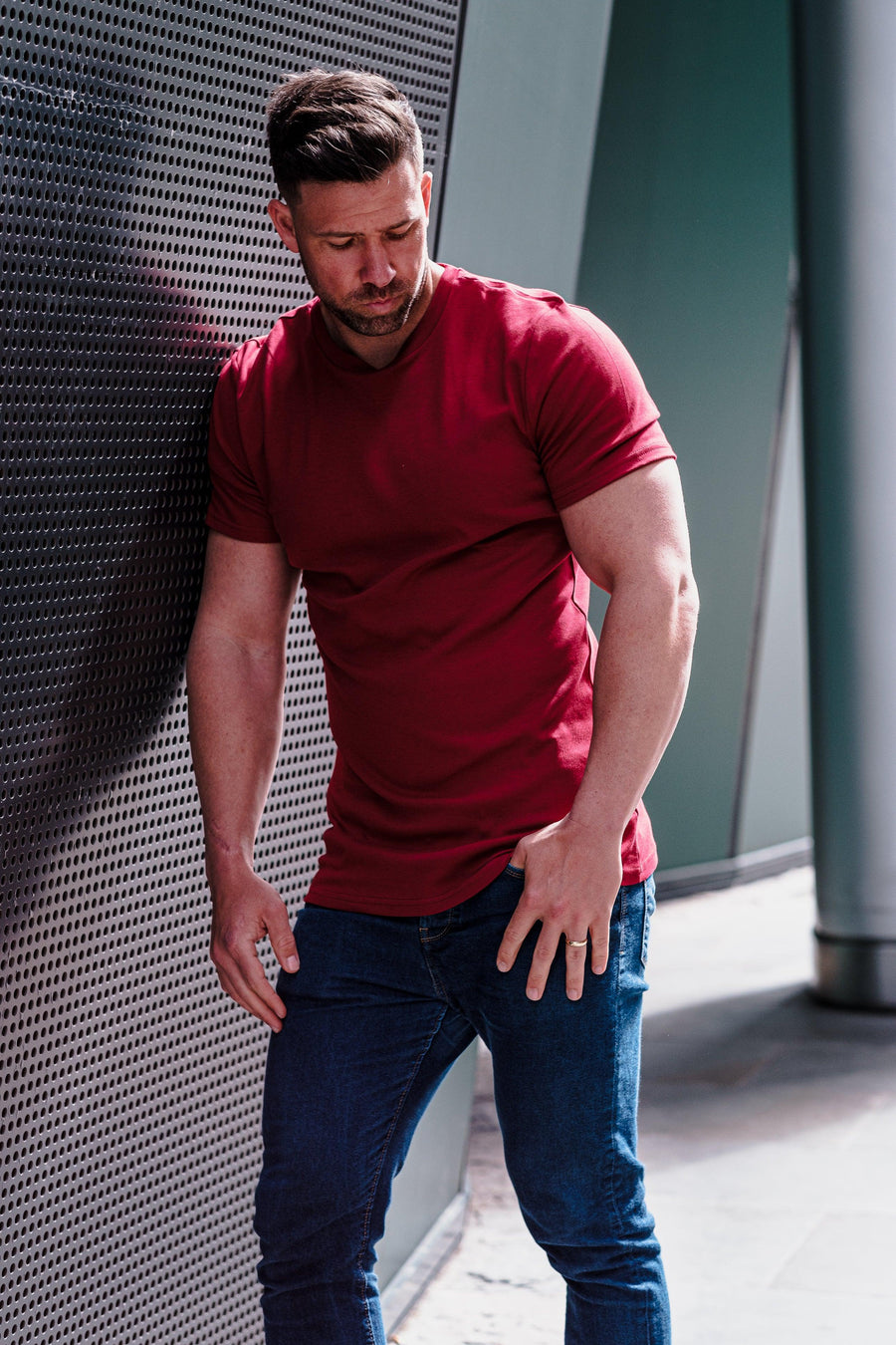 Burgundy Tapered Fit T-Shirt - Red Fitted T-Shirt | Tapered Menswear